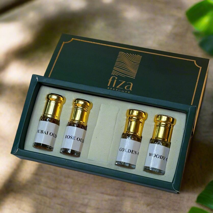 OUD COMBO PACK OF 4 SET 3ML/2.5GM – Fiza Perfumes