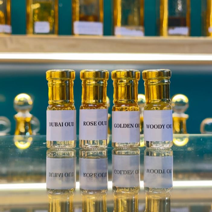 Oud Combo pack of 4 set 3ml/2.5gm – Fiza Perfumes